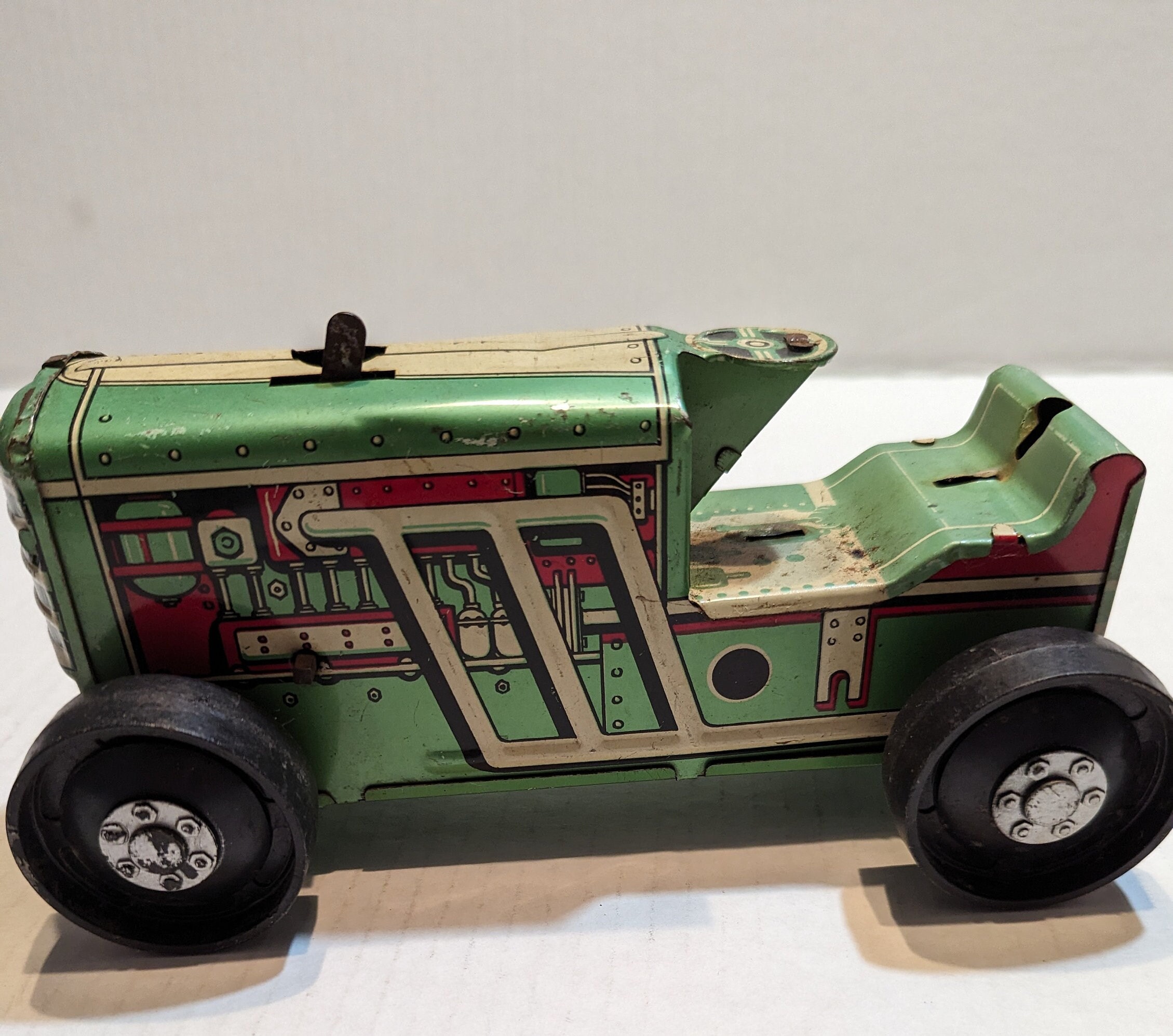 Vintage Marx 8.5 Wind up Tractor Tin Litho Toy. Missing Driver and ...