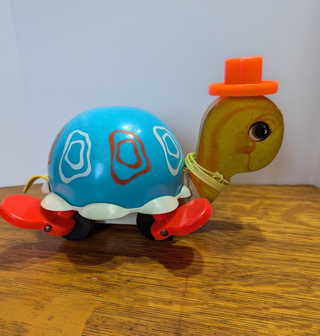 Vintage Fisher Price Tip Toe Turtle Pull Toy. Plays Music While It is ...