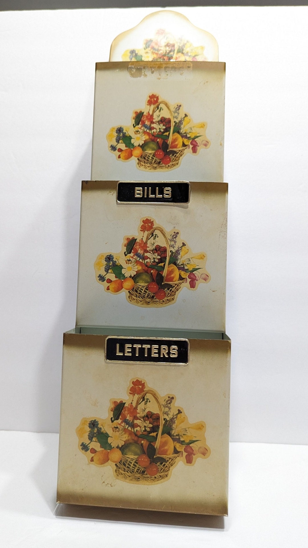 Vintage Mail Sorter, Wall Mount, With Flower and Fruit Basket Motif ...