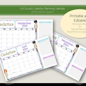 Girl Scouts Monthly Planning Calendar Cadettes 2023-2024 Season - Etsy