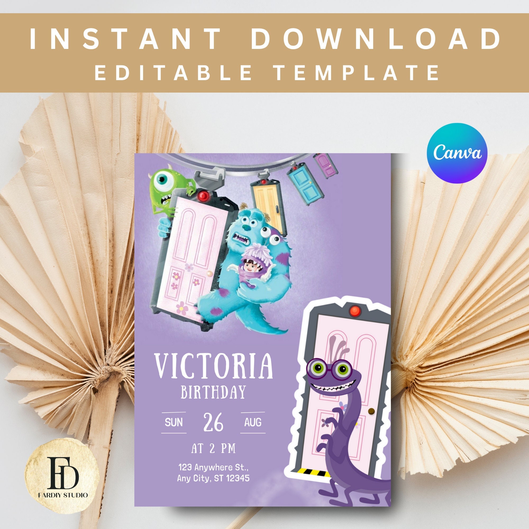 Monster INC Birthday Invitation for Kids Birthday Party Invite for Kids ...