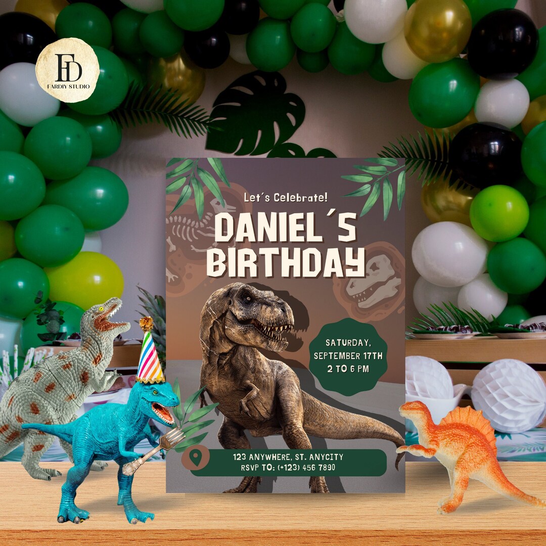 Invitación de cumpleaños de DINOSAURIO, cumpleaños de DINO para niños ...