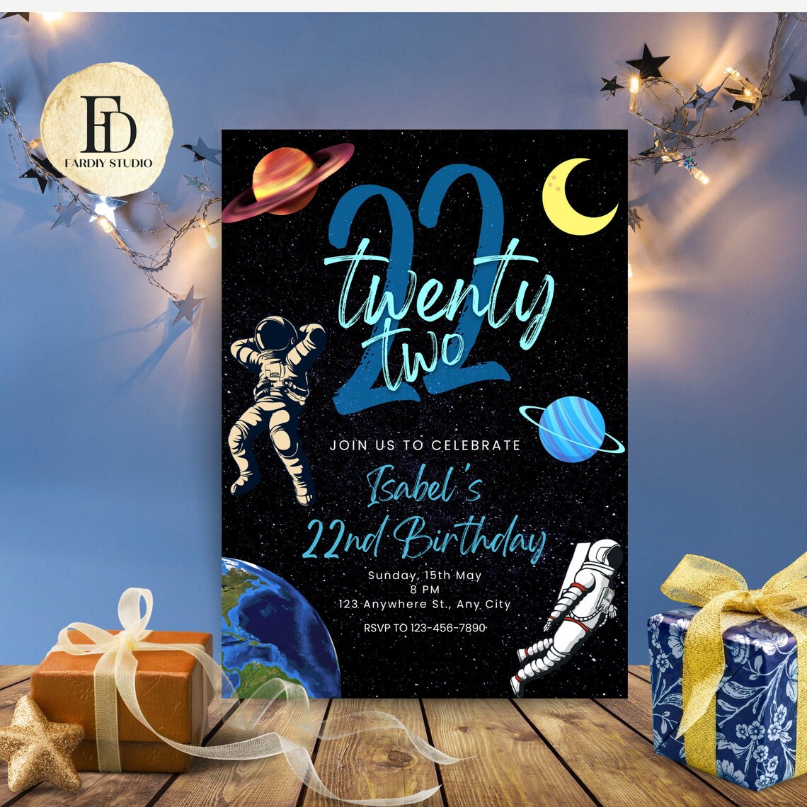 Outer Space Birthday Invitation Template ,planets Astronaut Birthday ...