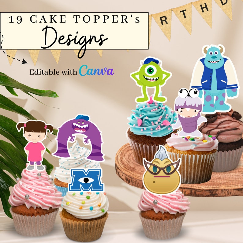 Monsters Inc Cake Topper, Printable Cake Topper, Personalized Birthday ...