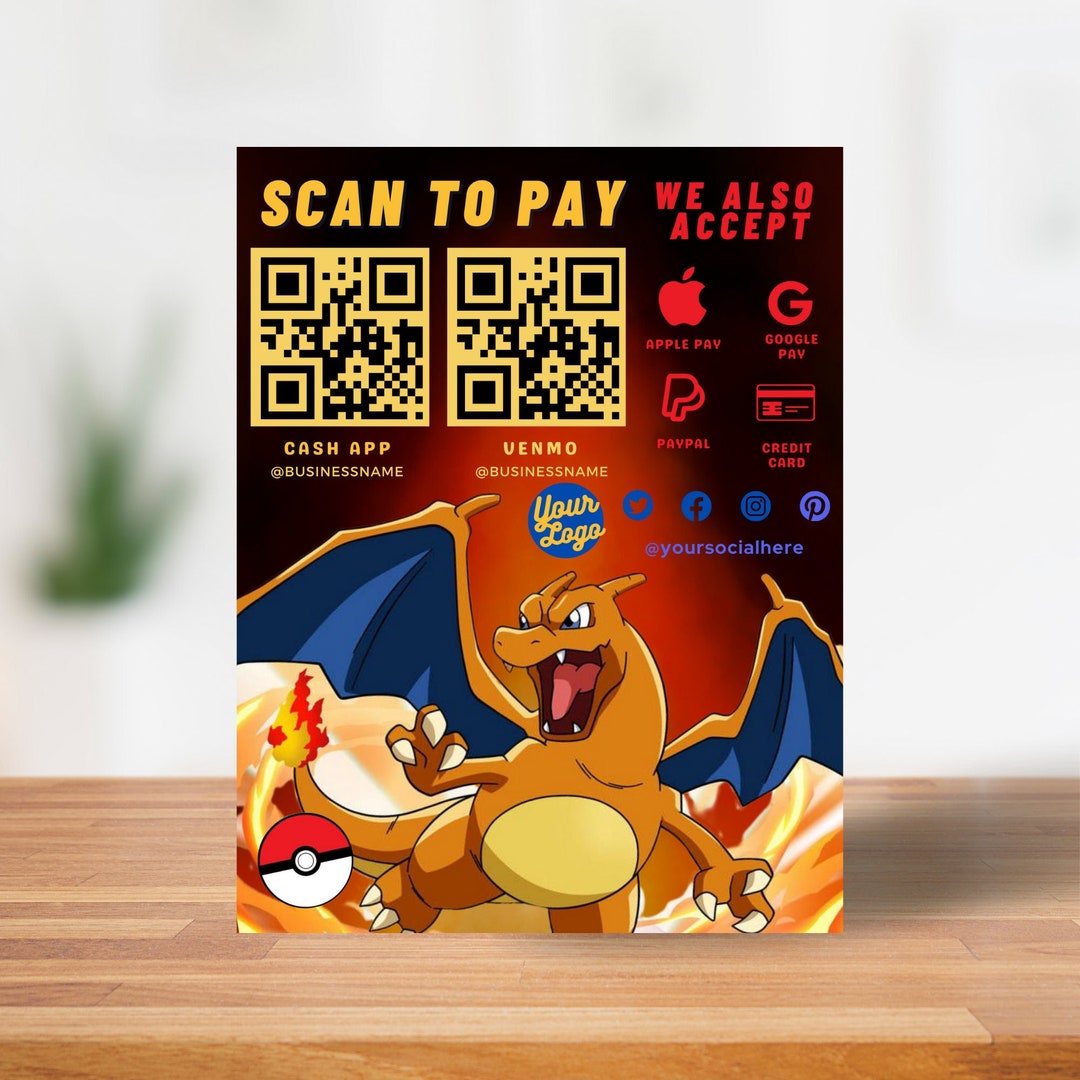 POKEMON Editable Scan to Pay Card, Editable Canva Template, QR Code ...