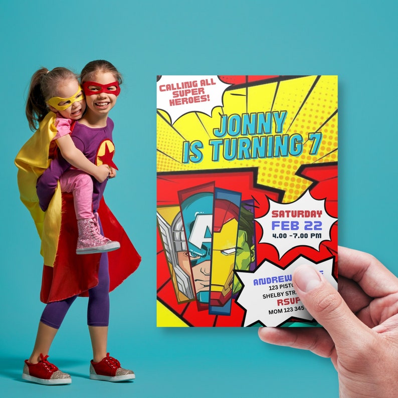 Editable Superhero Birthday Invitation, Editable Birthday Party ...