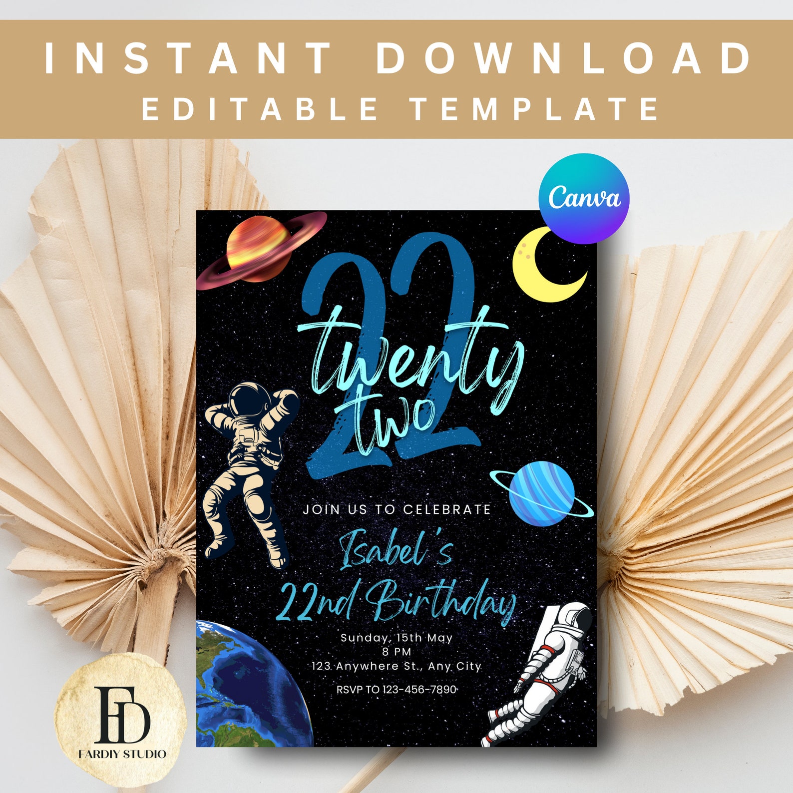 Outer Space Birthday Invitation Template ,planets Astronaut Birthday ...