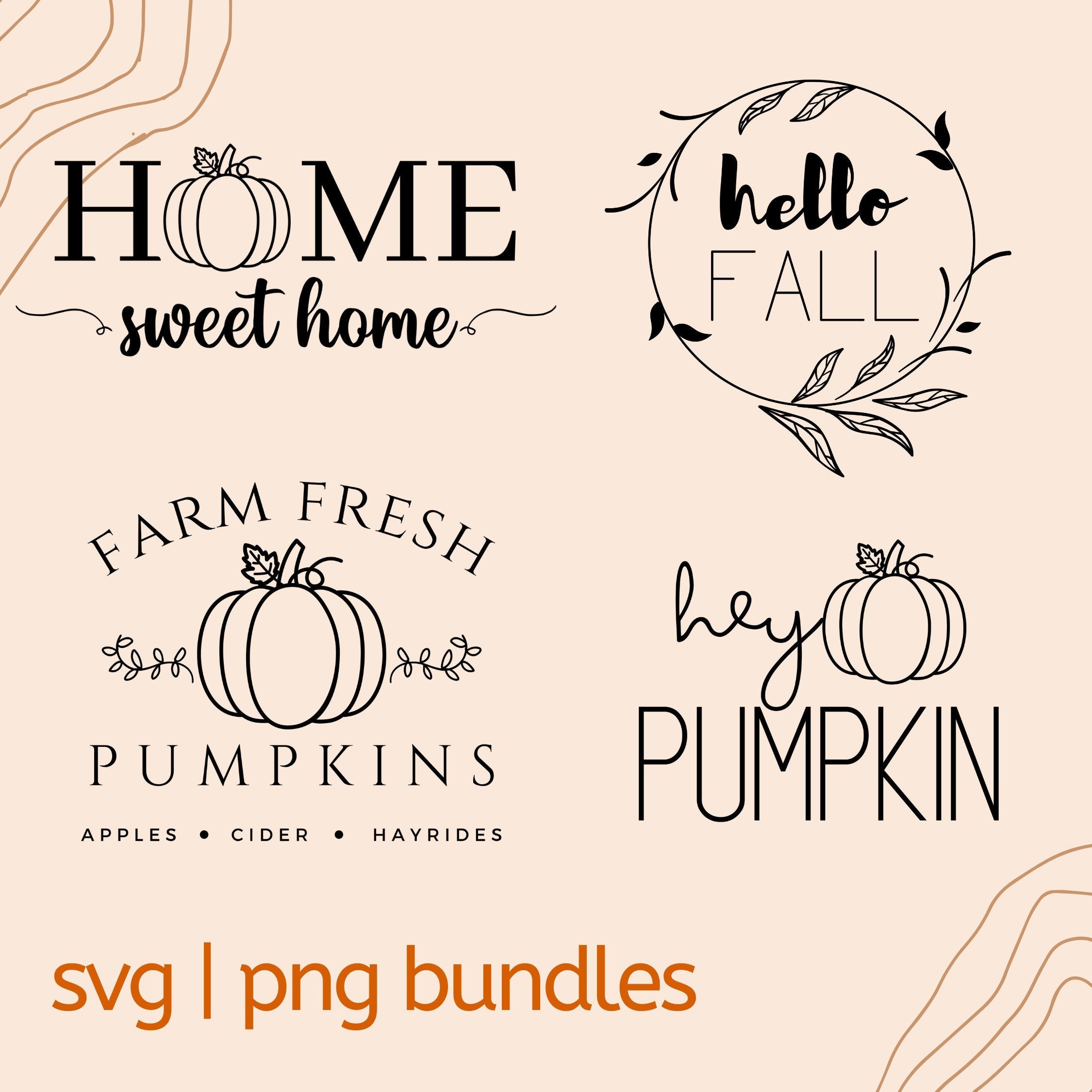 Fall PNG SVG Bundle, Hey Pumpkin SVG, Hello Fall Png, Autumn Doormat ...