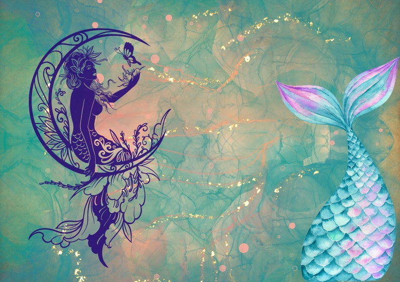 Mermaid Journal Papers, Scrapbook Papers, Junk Journal Pages, Craft ...