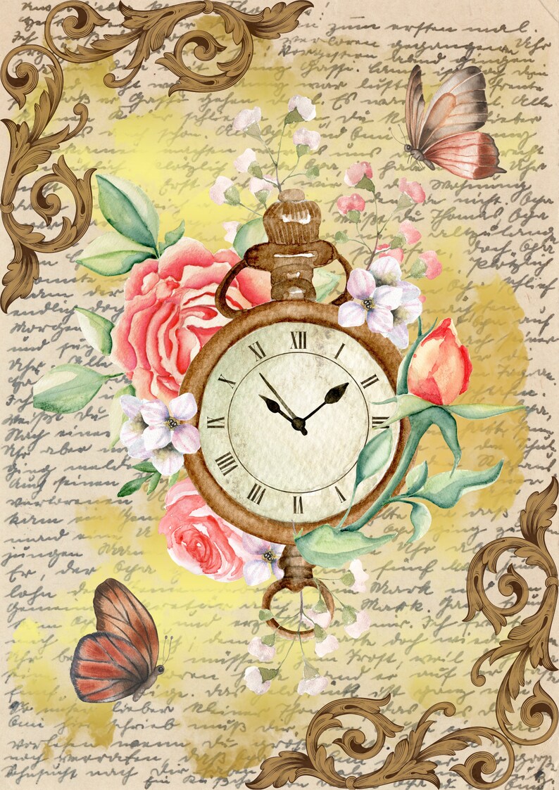 Printable A4 Paper Vintage Roses Collage Style Digital - Etsy