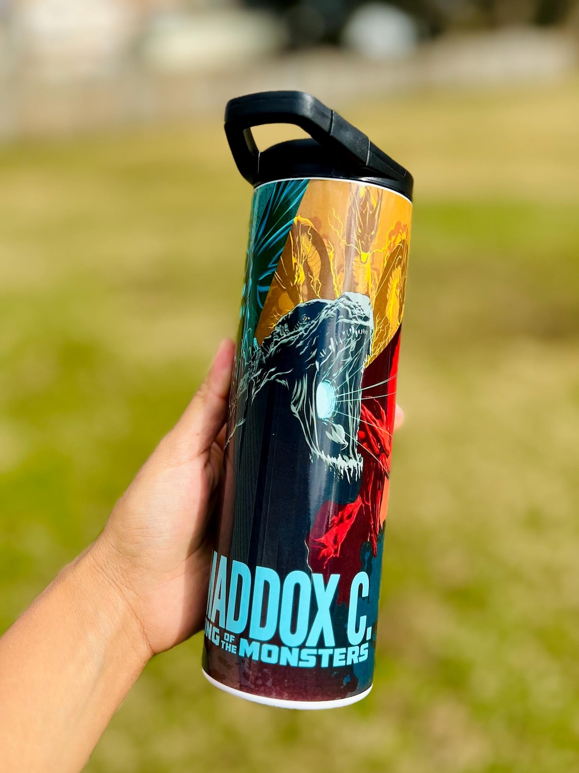 Godzilla Custom Kids Water Bottles 12oz, 20oz. for Girls and Boys Back ...