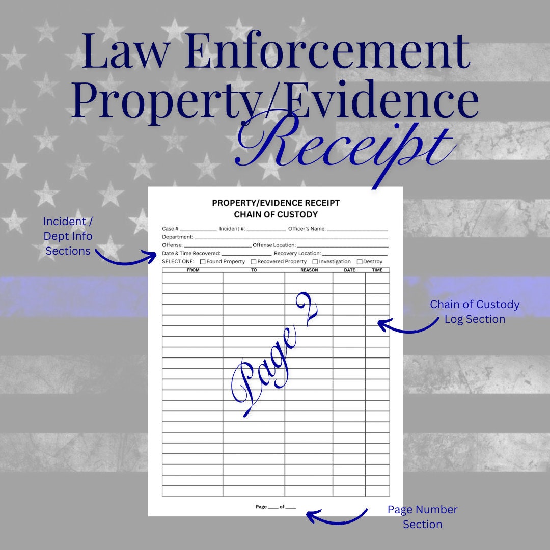 Law Enforcement Property & Evidence Receipt, Law Enforcement Forms ...