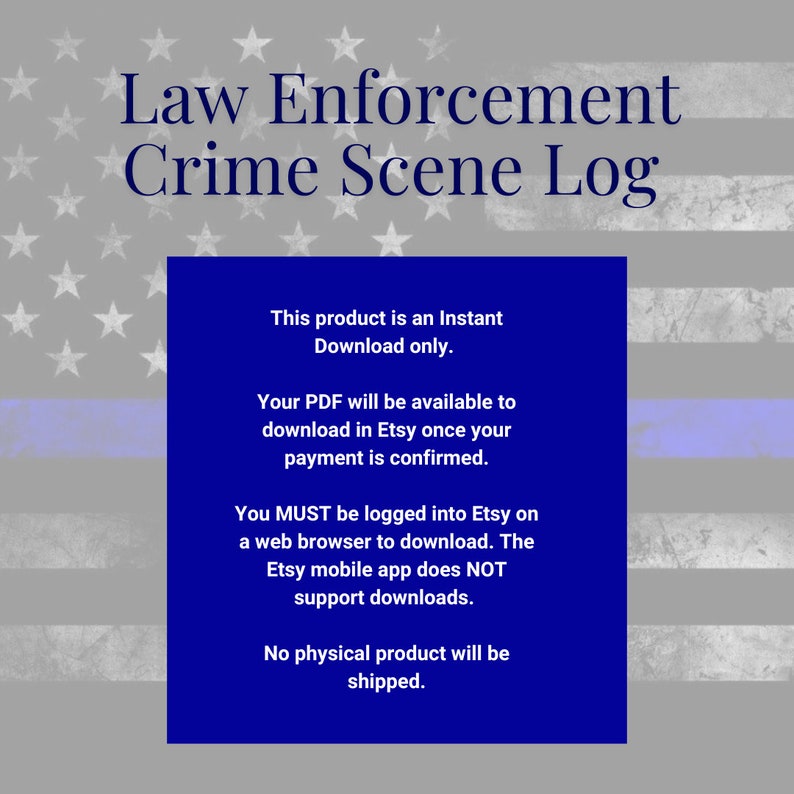 Law Enforcement Crime Scene Log, Law Enforcement Forms, Police Forms ...