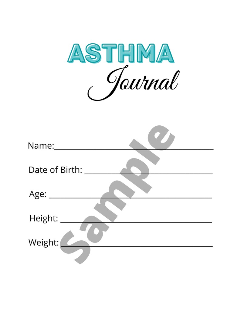 Asthma Journal, Medical Binder Insert, Asthma Log, Asthma Tracker, PDF ...