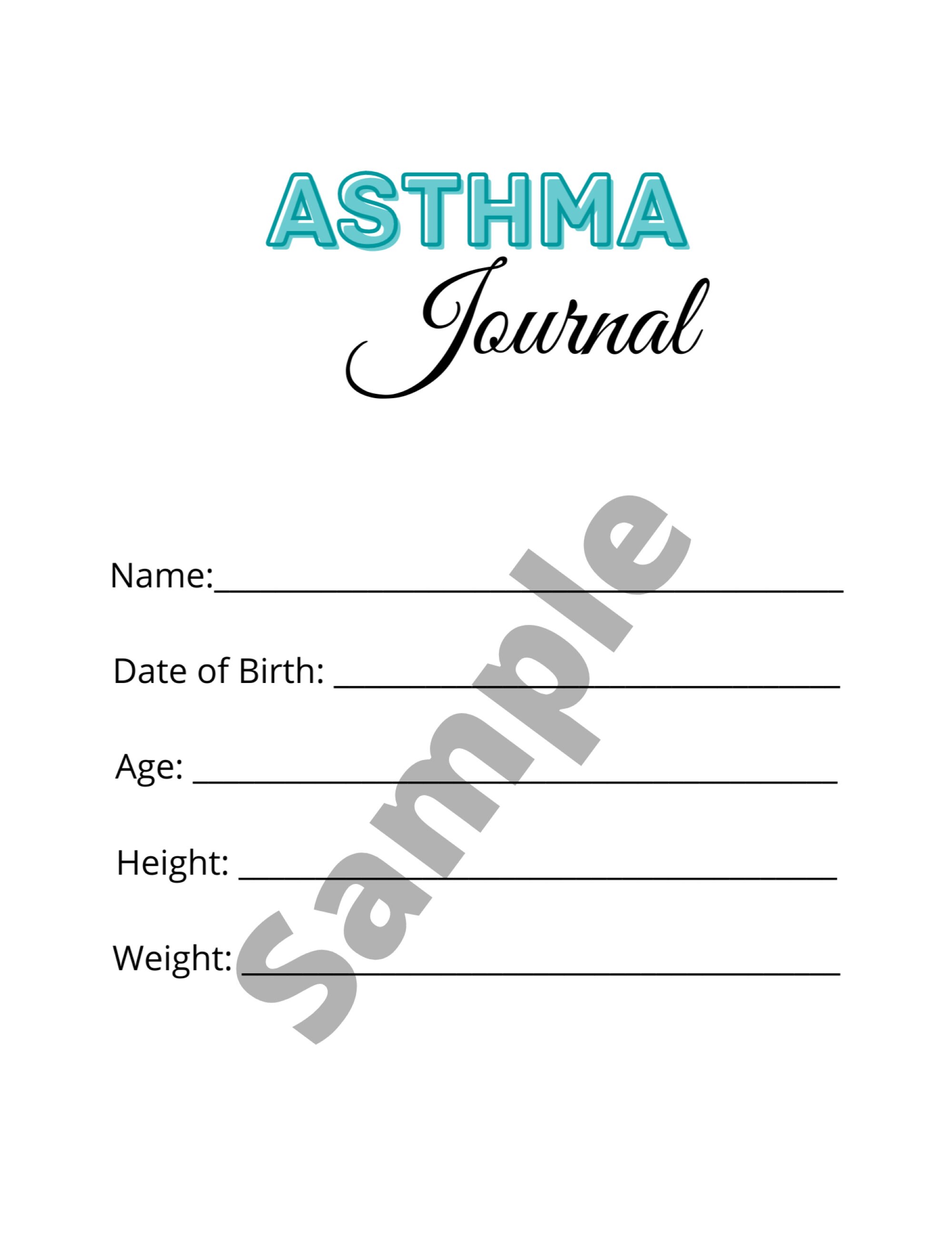 Asthma Journal, Medical Binder Insert, Asthma Log, Asthma Tracker, PDF ...