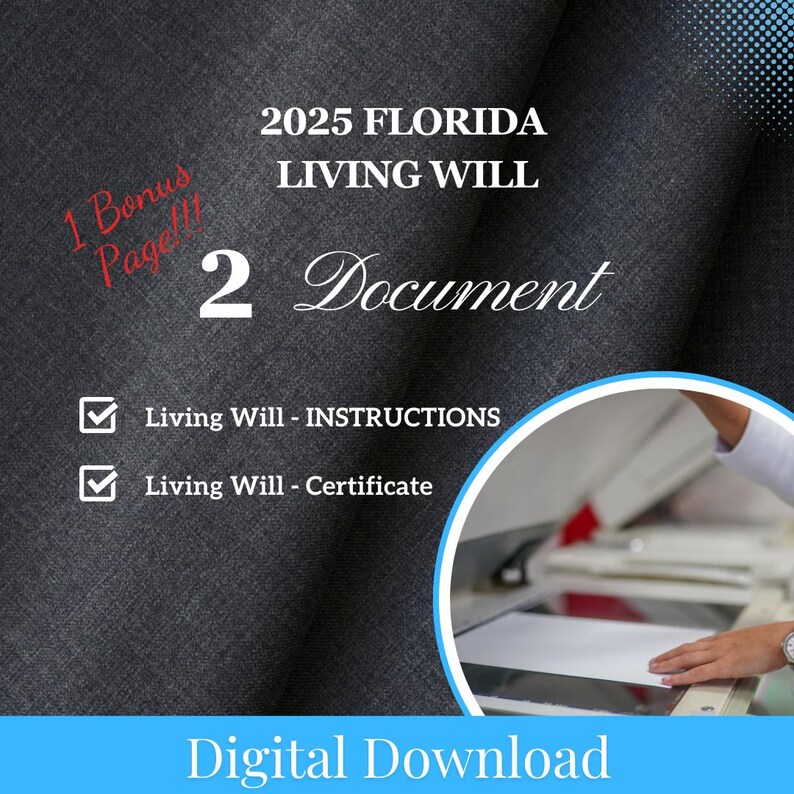 2025 Florida Living Will, Printable Living Will, Advance Directive Form ...