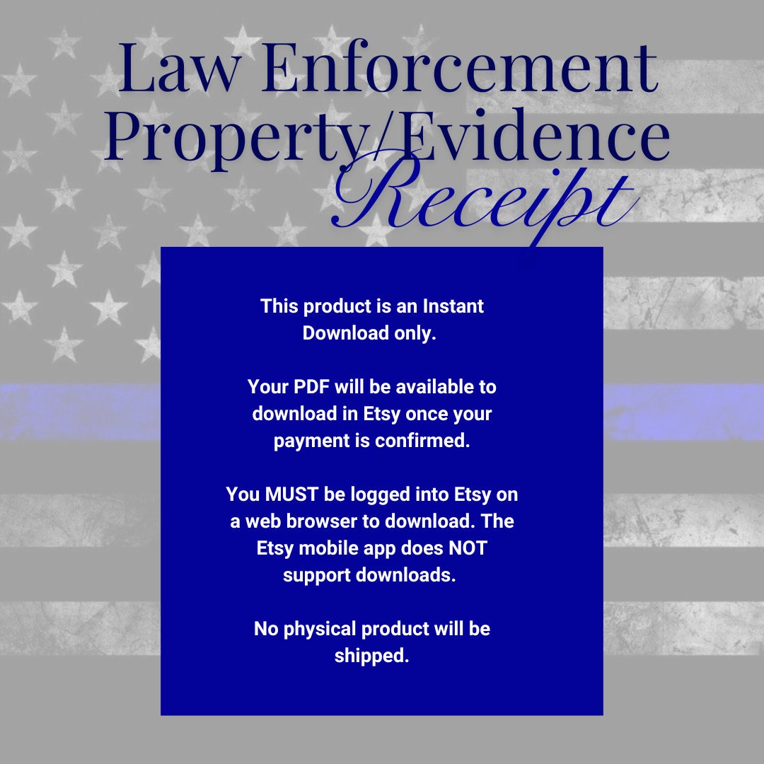 Law Enforcement Property & Evidence Receipt, Law Enforcement Forms ...