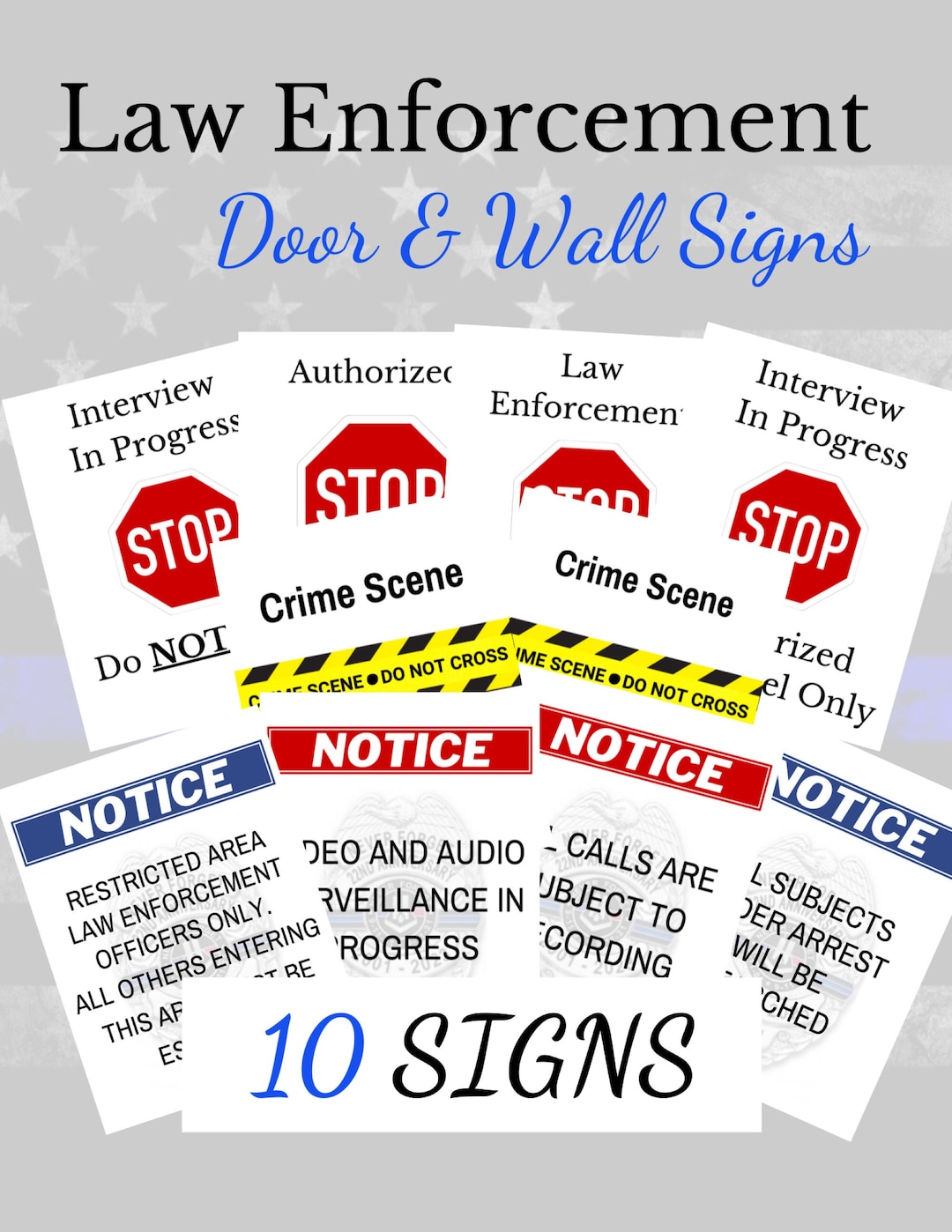 Law Enforcement Door & Wall Sign Bundle, Door Notice, Wall Notice, PDF ...