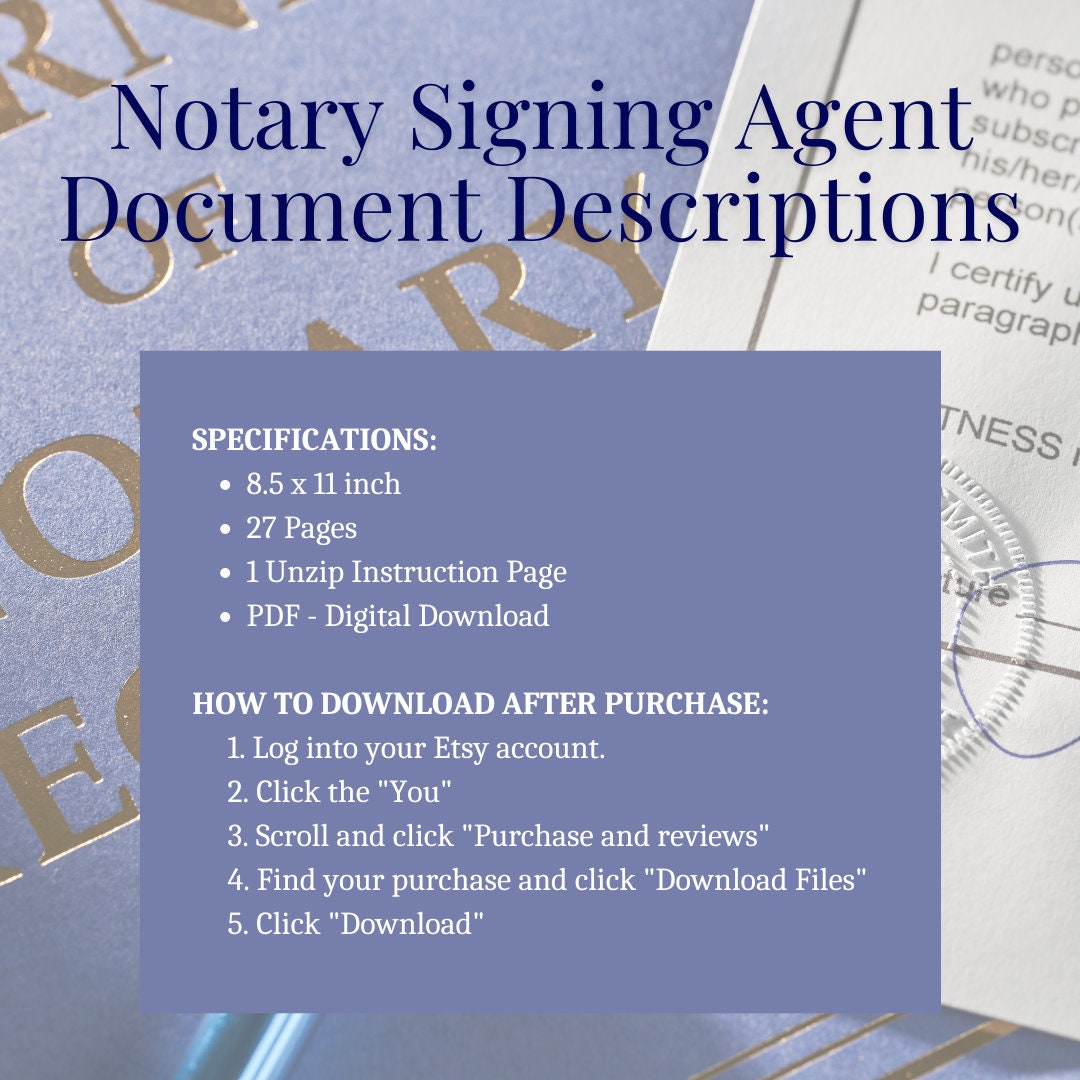 Notary Signing Agent Loan Document Descriptions, Loan Signing Agent ...