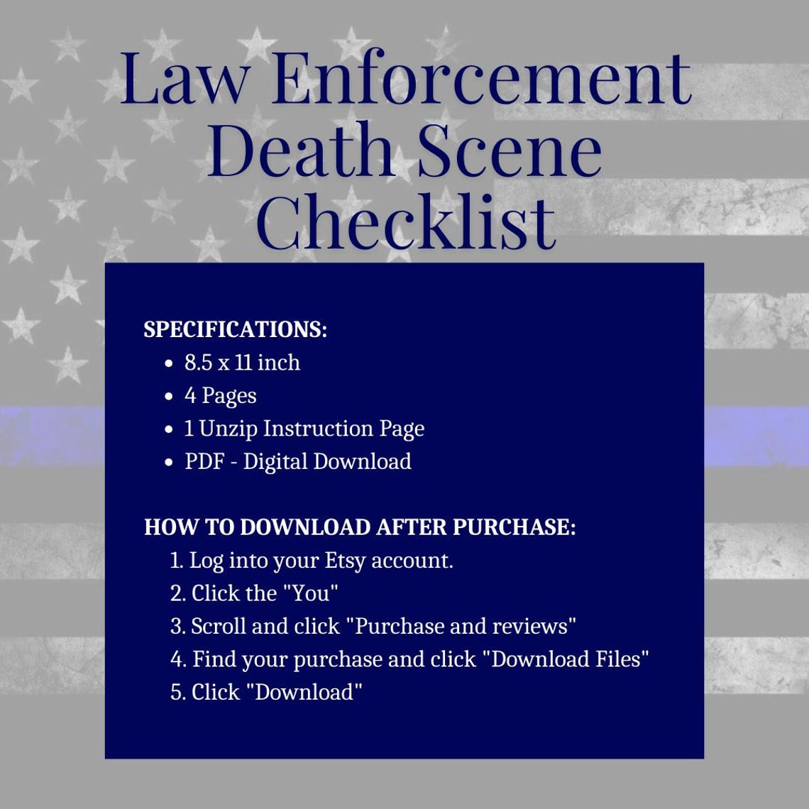 Law Enforcement Death Scene Checklist, Digital Download, Printable ...