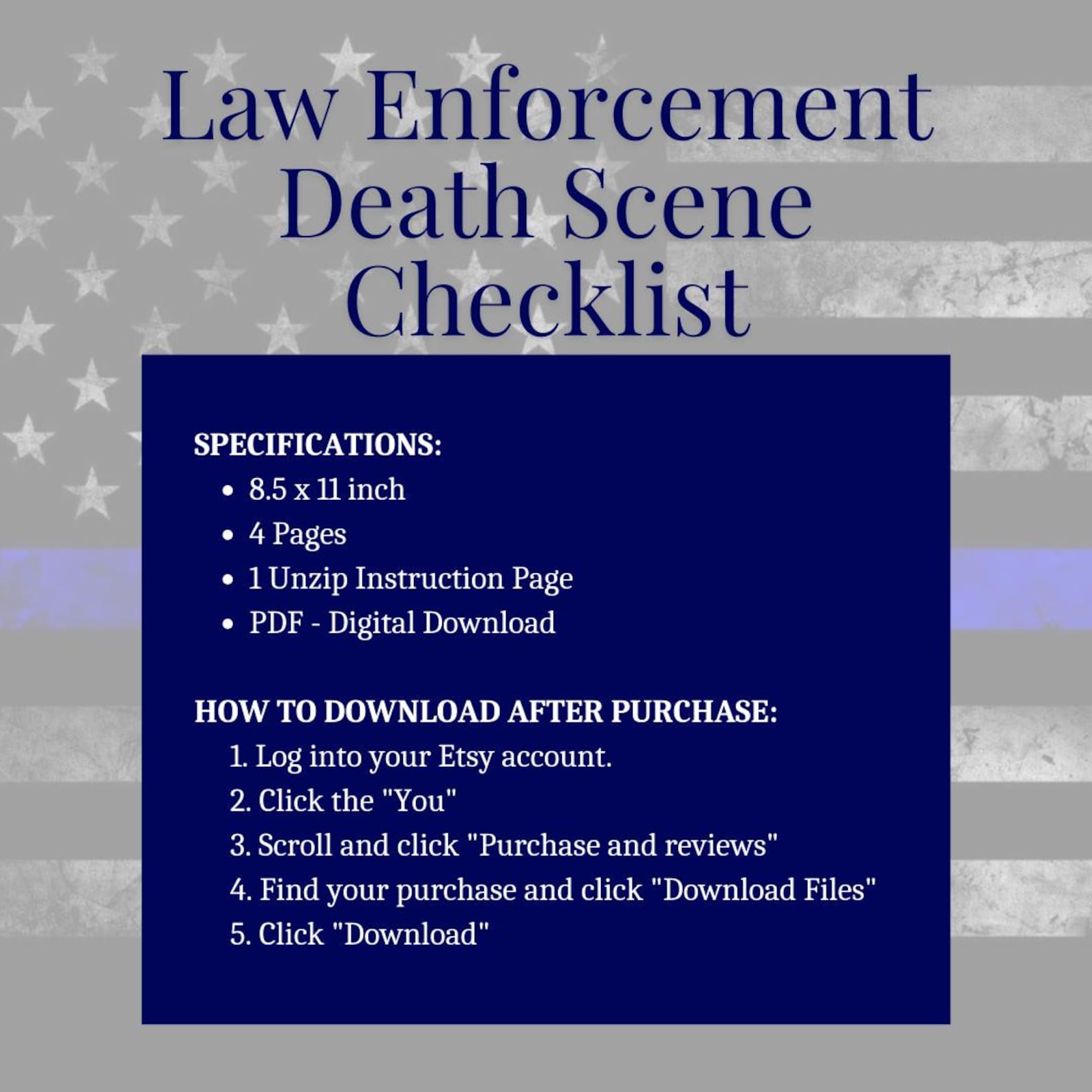 Law Enforcement Death Scene Checklist, Digital Download, Printable ...