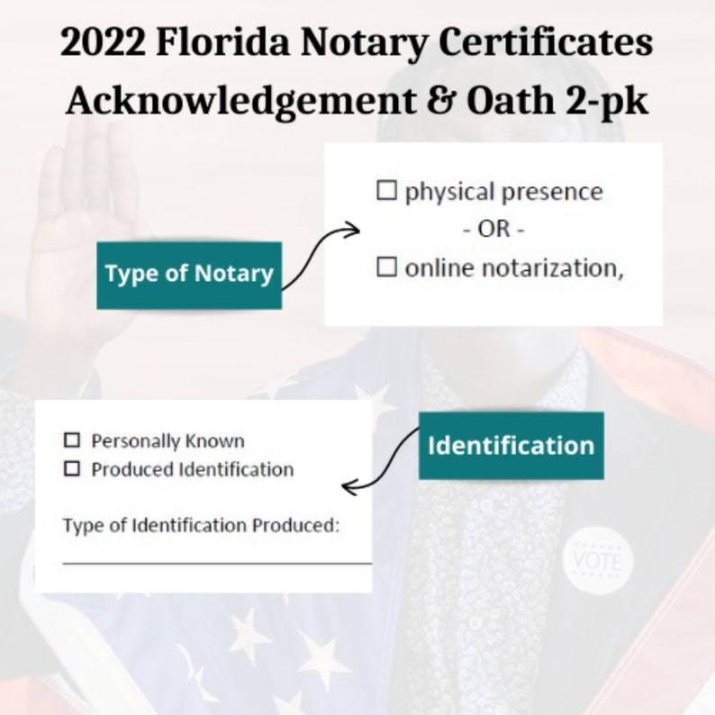 2022 Florida Notary Certificates Acknowledgement & Oath - Etsy Australia