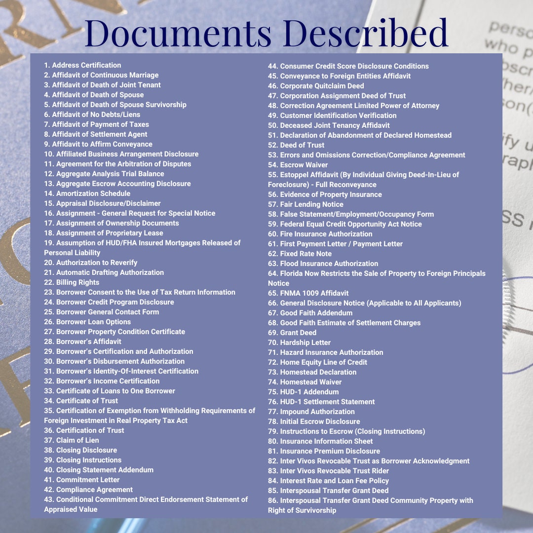 Notary Signing Agent Loan Document Descriptions, Loan Signing Agent ...