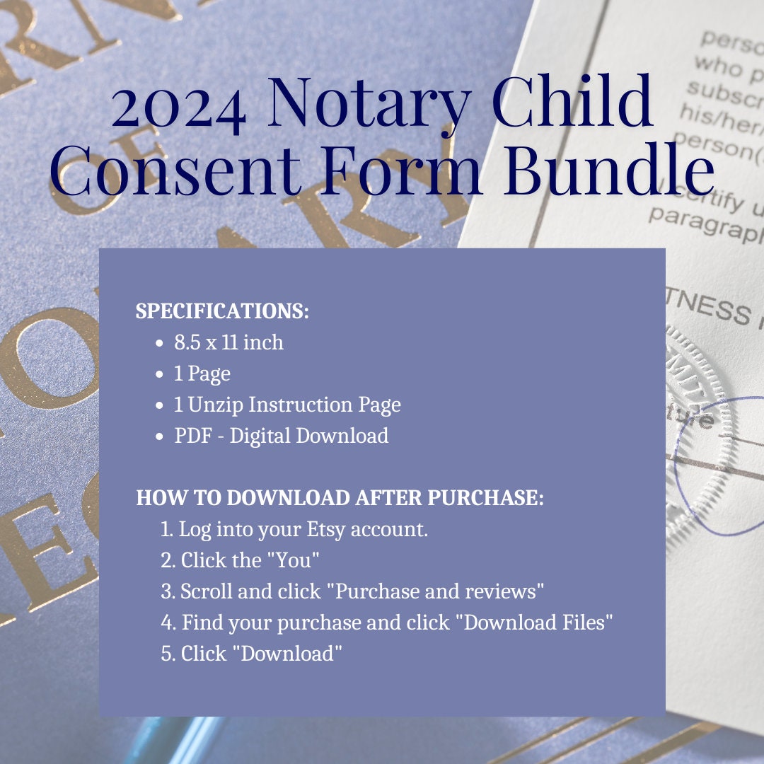 2024 Florida Notary Child Consent Form Bundle, Child Travel Consent ...