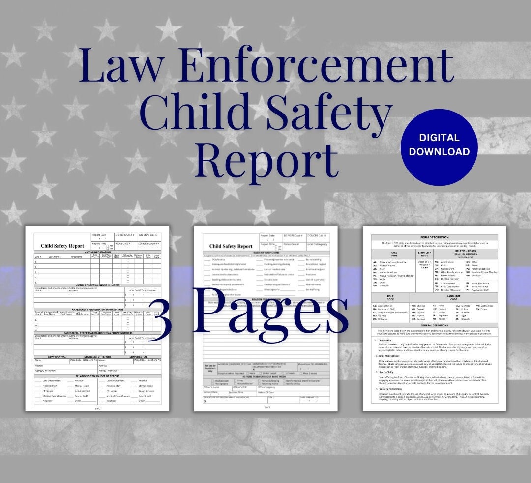 Law Enforcement Child Safety Report, Child Safety Checklist, Digital ...