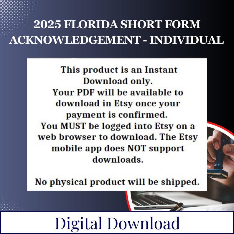 2025 Florida Short Form Acknowledgement - Individual, Notary ...