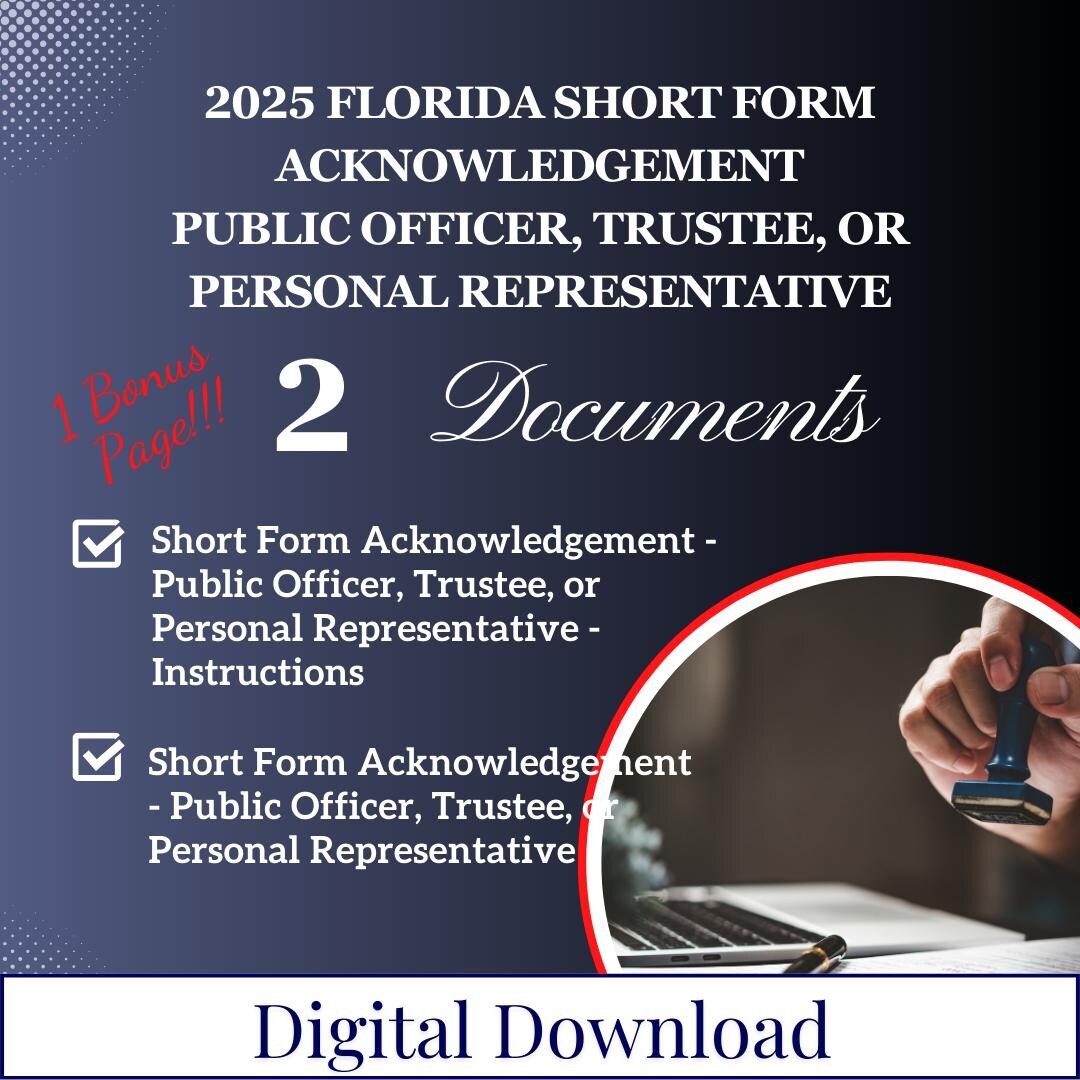 2025 Florida Short Form Acknowledgement - Public Officer, Trustee, or ...