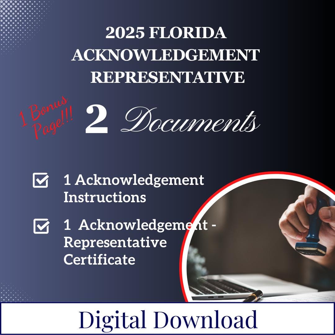 2025 Florida Acknowledgement - Representative Notary Certificates ...