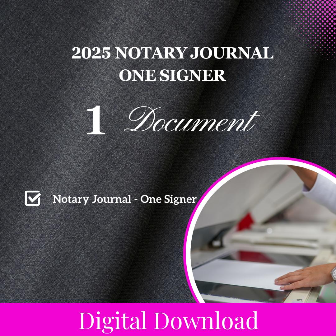 2025 Notary Journal Printable, Looseleaf Notary Journal, General Notary ...