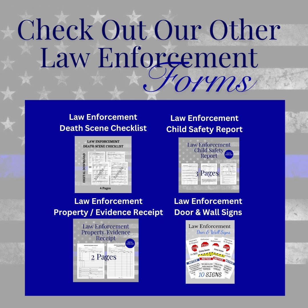 Law Enforcement Crime Scene Log, Law Enforcement Forms, Police Forms ...