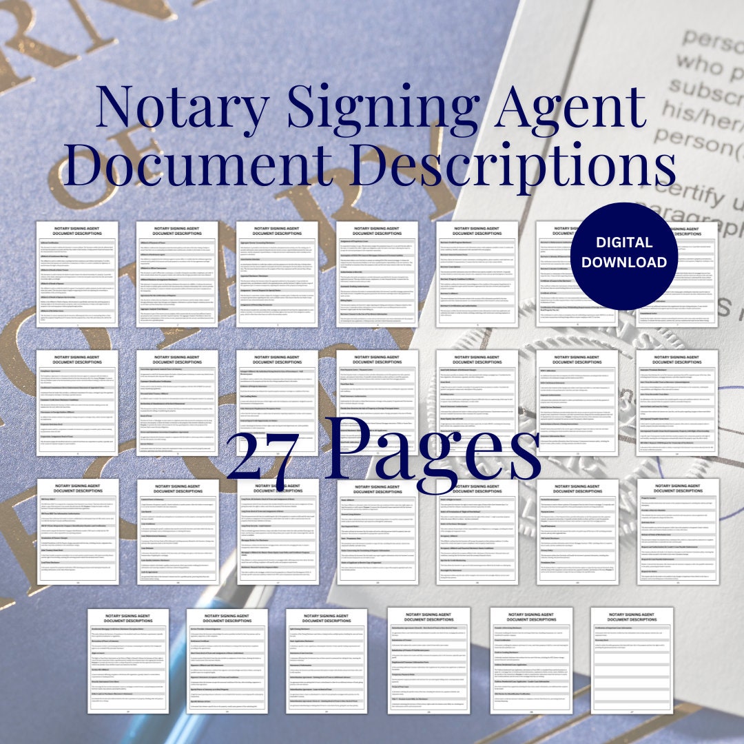 Notary Signing Agent Loan Document Descriptions, Loan Signing Agent ...