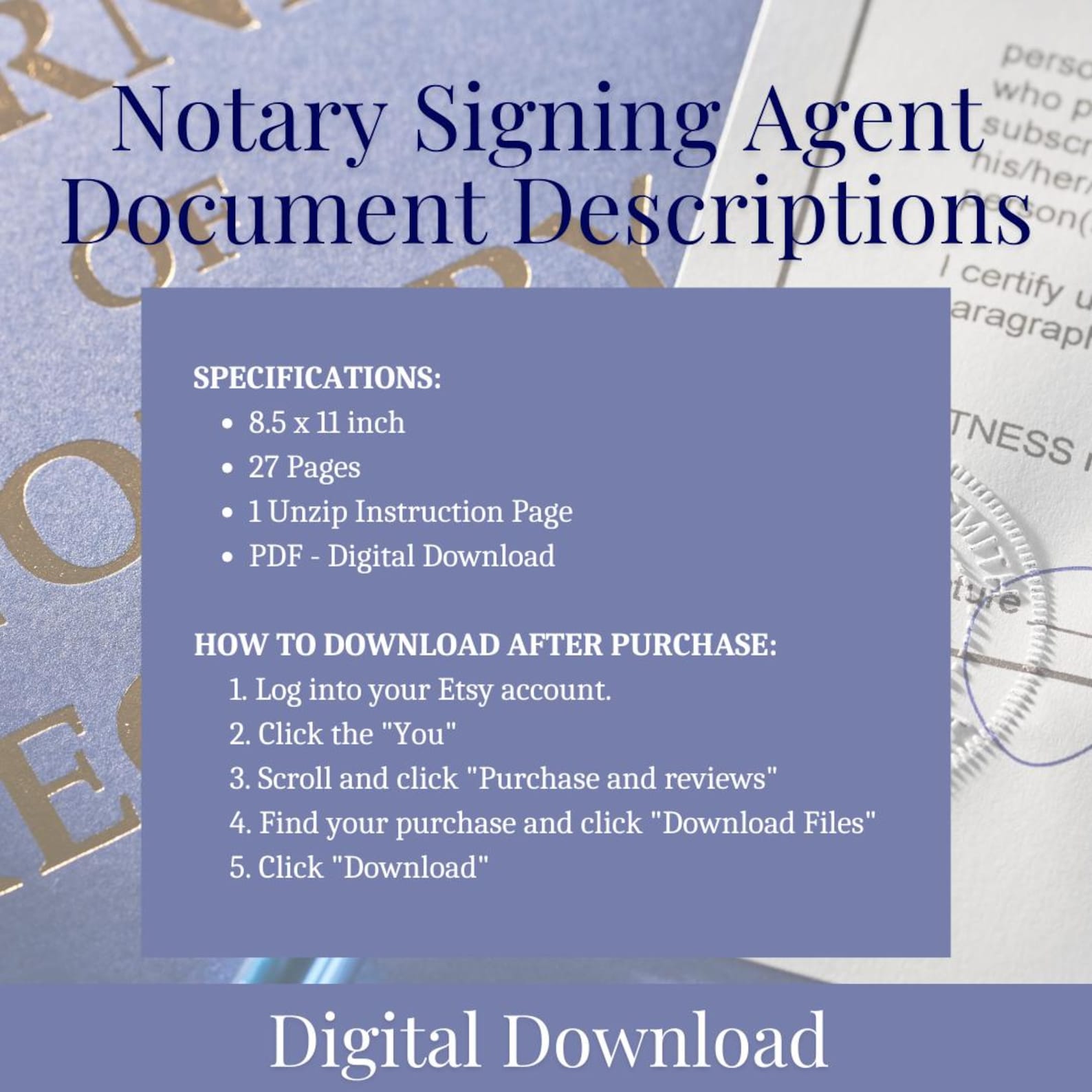 Notary Signing Agent Loan Document Descriptions, Printable Guide (PDF ...