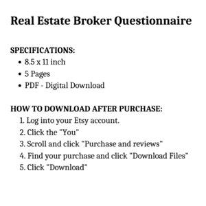 Real Estate Agent Brokerage Questionnaire Interview - Etsy