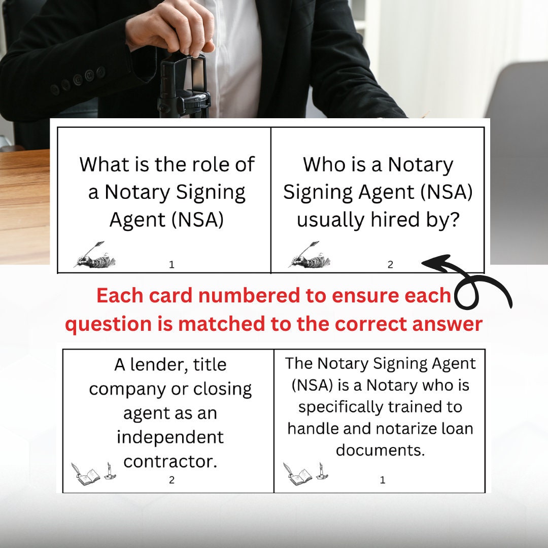 NNA Notary Loan Signing Exam Prep Flash Cards, Loan Signing Study Cards ...