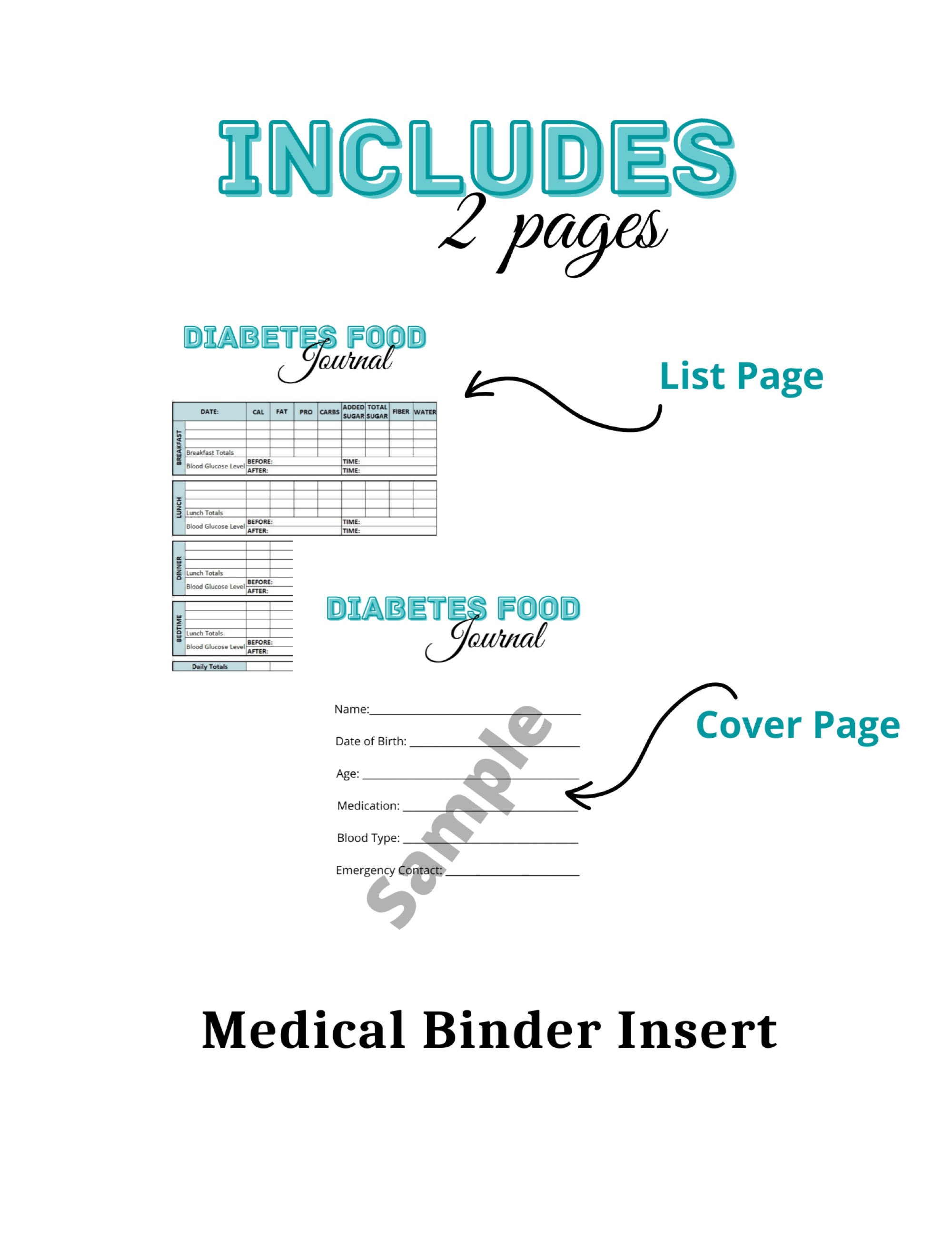 Diabetes Food Journal, Diabetes Food Log, Diabetes Food Tracker ...