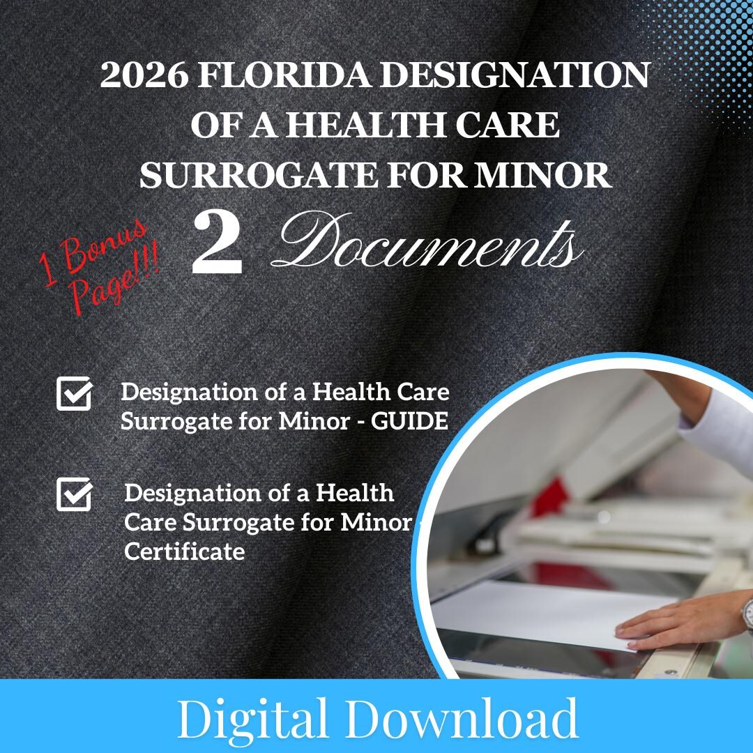 2026 Florida Health Care Surrogate for Minors, Printable Forms (digital ...
