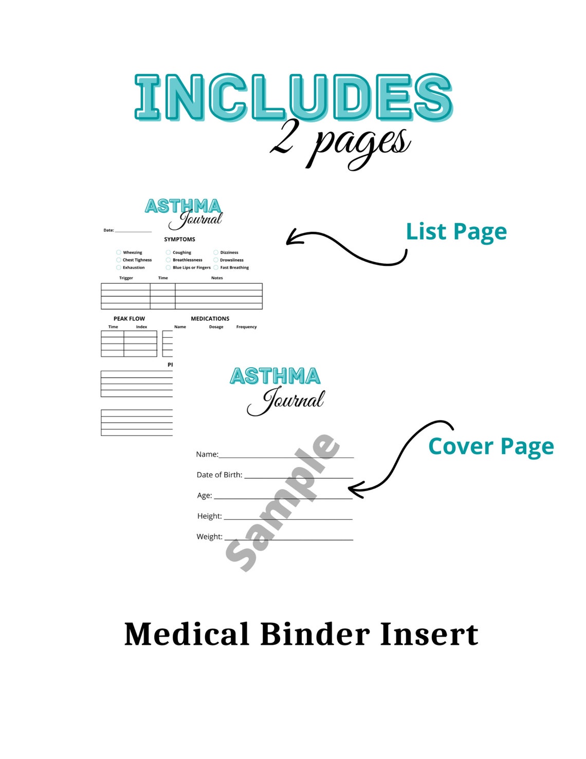 Asthma Journal, Medical Binder Insert, Asthma Log, Asthma Tracker, PDF ...