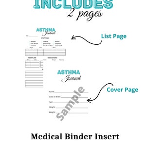 Asthma Journal, Medical Binder Insert, Asthma Log, Asthma Tracker, PDF ...