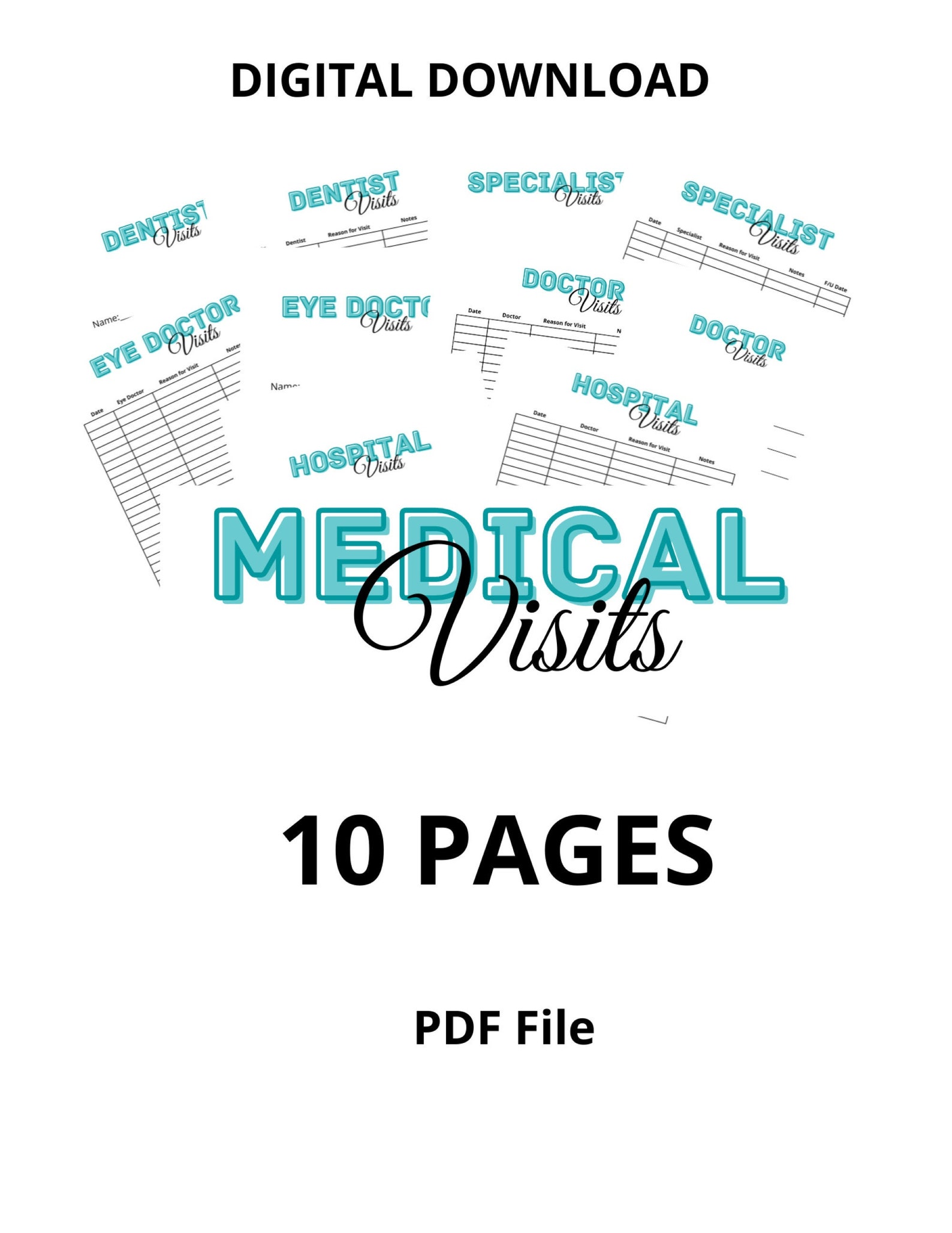 Medical Visit Inserts, Medical Binder Inserts, Medical Visit Logs ...