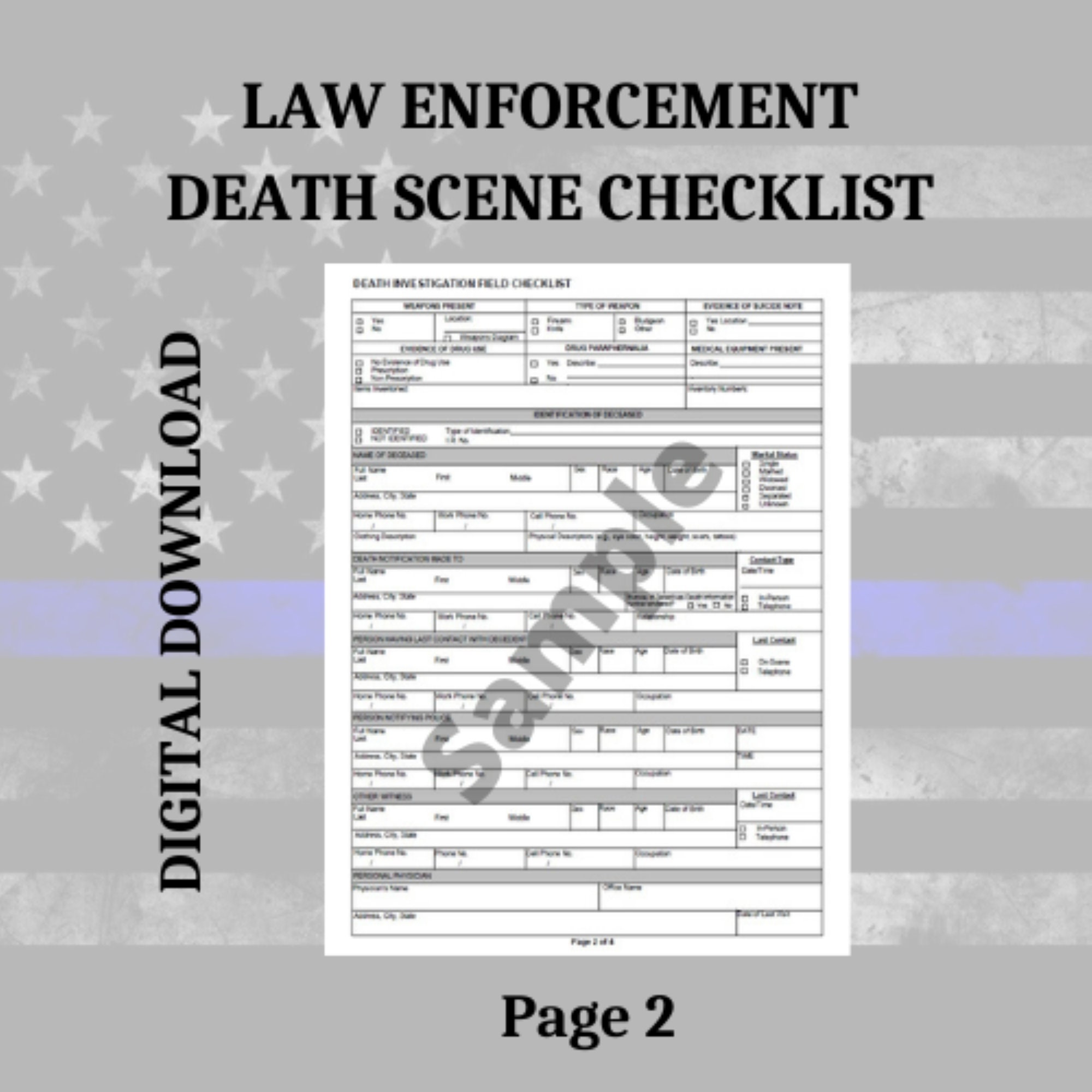Law Enforcement Death Scene Checklist, Digital Download, Printable ...