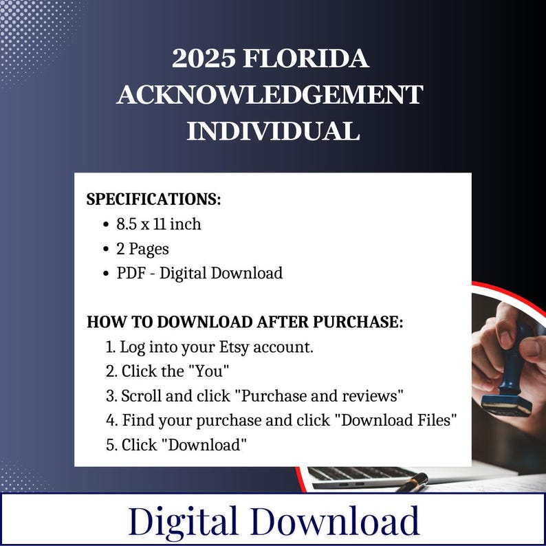 2025 Florida Acknowledgement - Individual Notary Certificates, Notary ...