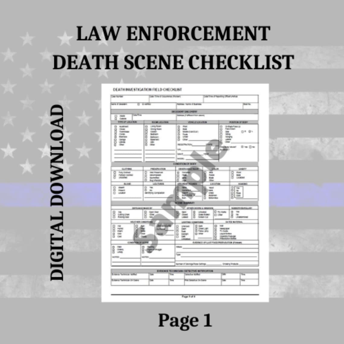 Law Enforcement Death Scene Checklist, Digital Download, Printable ...