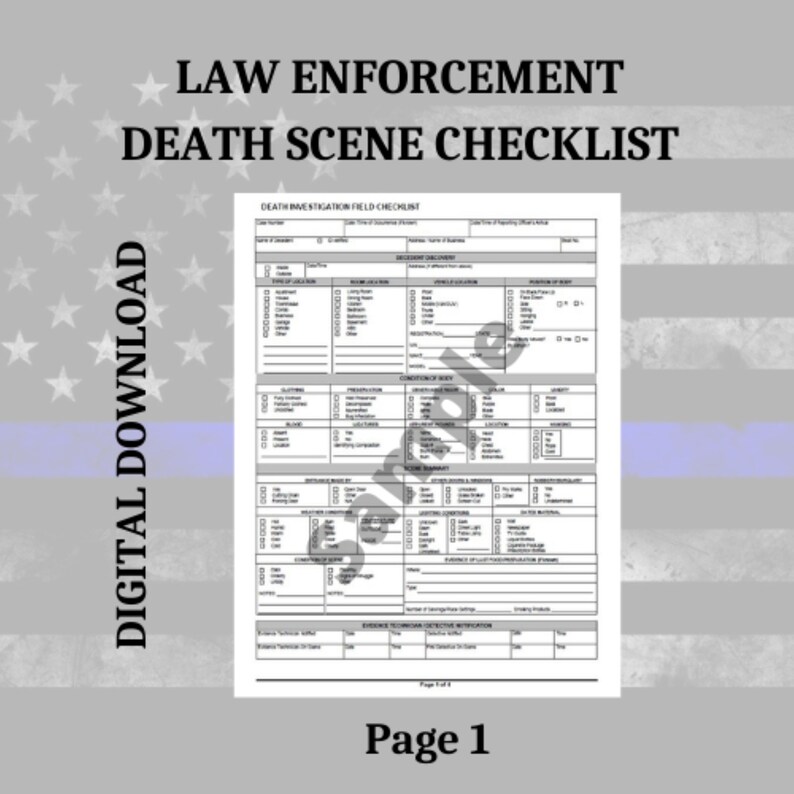 Law Enforcement Death Scene Checklist, Digital Download, Printable ...