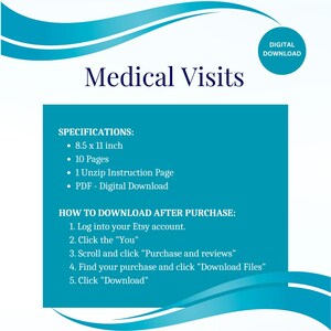 Medical Visit Inserts, Medical Binder Inserts, Medical Visit Logs ...
