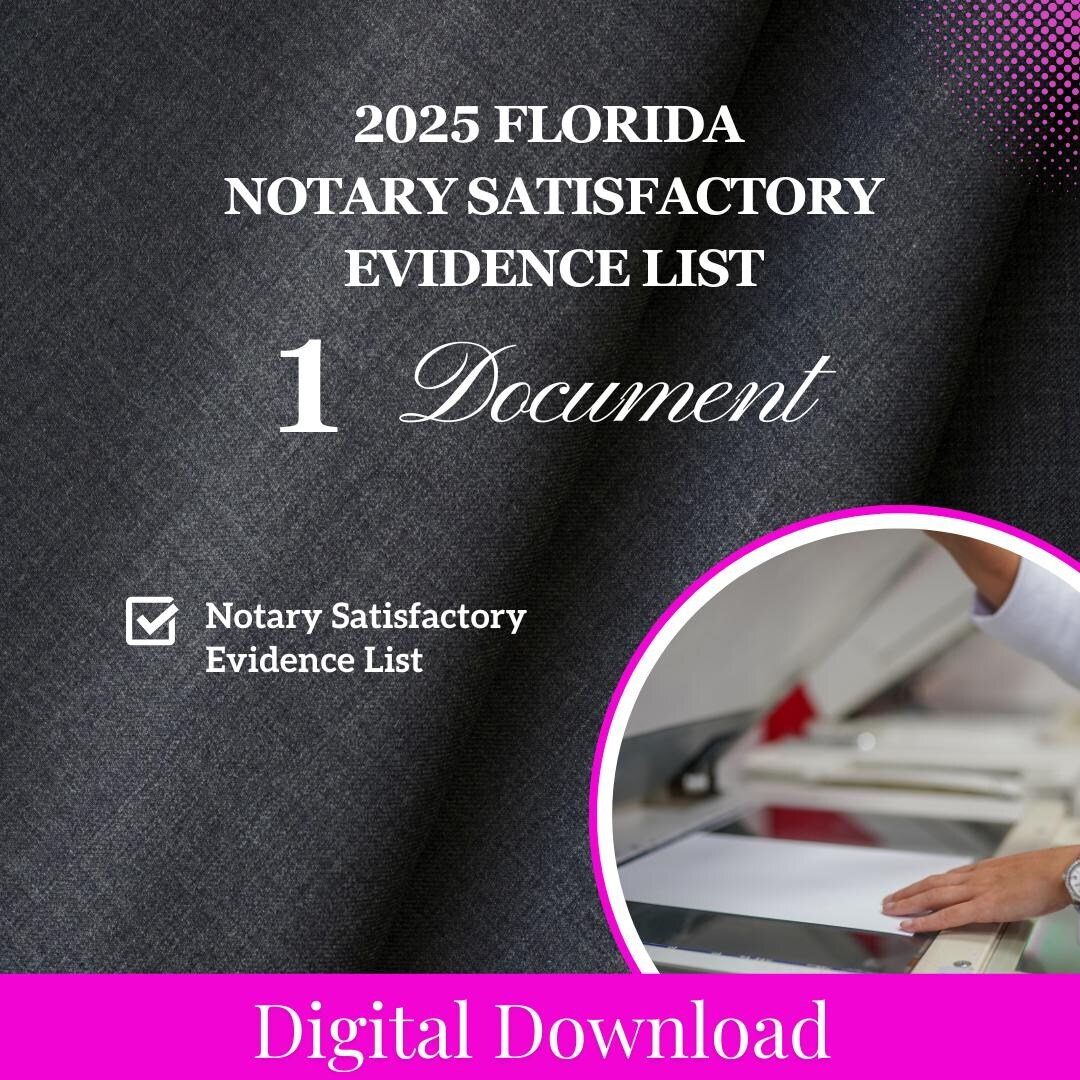 2025 Florida Notary Satisfactory Evidence List, Notary Approved ID ...
