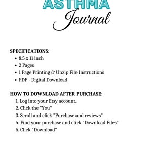 Asthma Journal, Medical Binder Insert, Asthma Log, Asthma Tracker, PDF ...